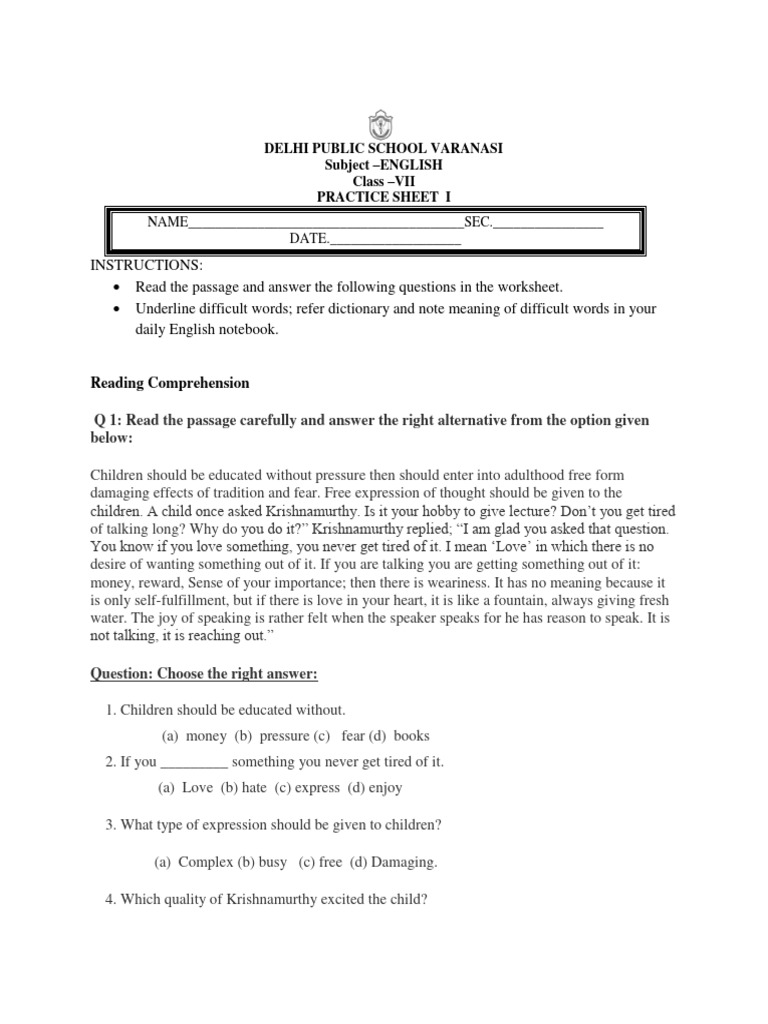 VII Unseen Prose | PDF