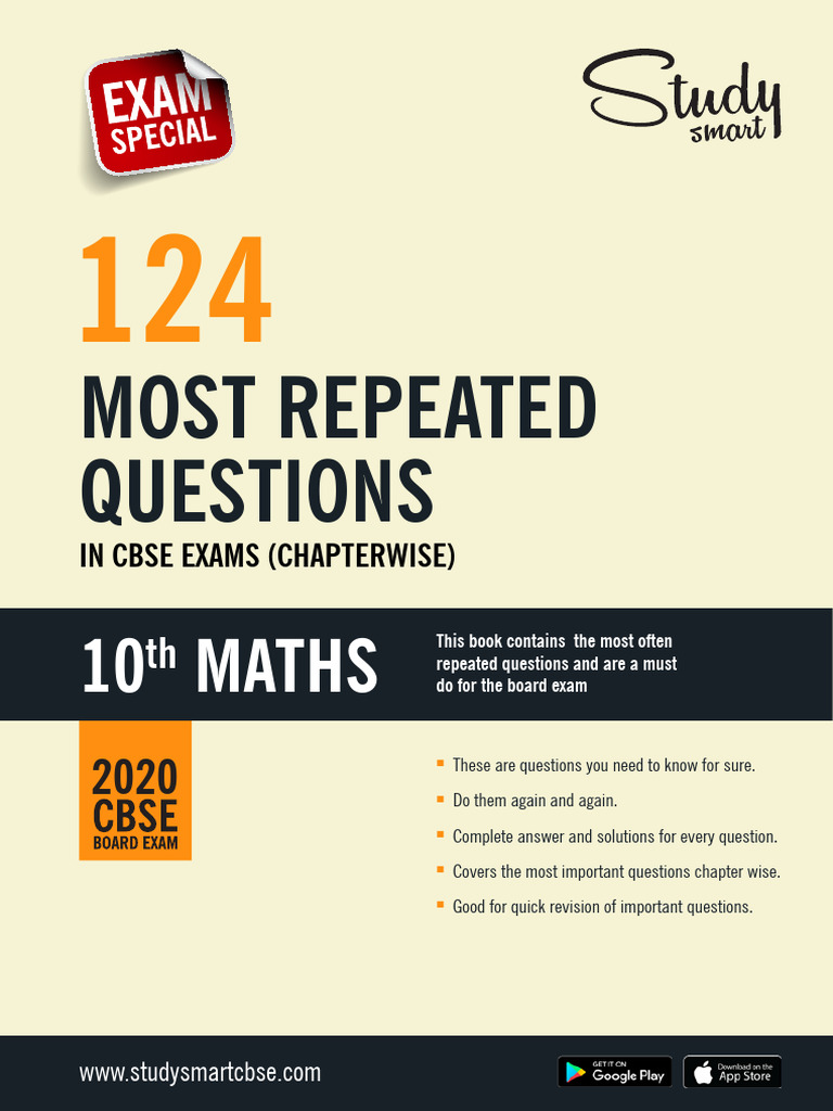 Class 10 Maths Most Repeated Questions in CBSE Exams | PDF | Numbers | Mathematics