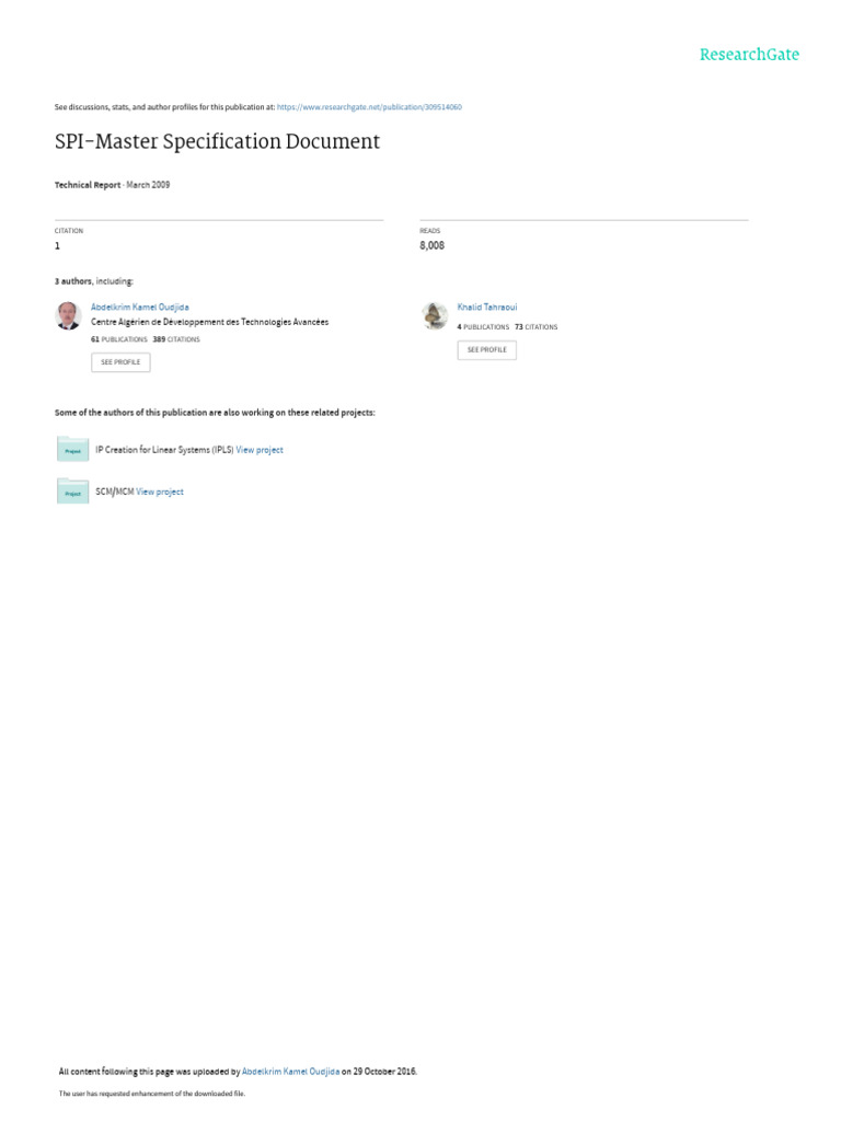 SPI-Master-Transceiver-Specifications | PDF | Computer Architecture | Data Transmission