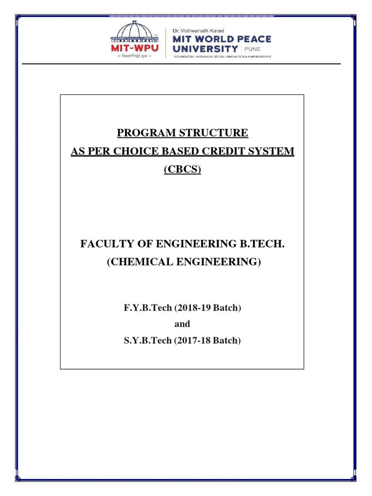 Syllabus Structure B.tech Chemical Engg and SY B.tech Syllabus Revised 3rd April 2019 | PDF ...