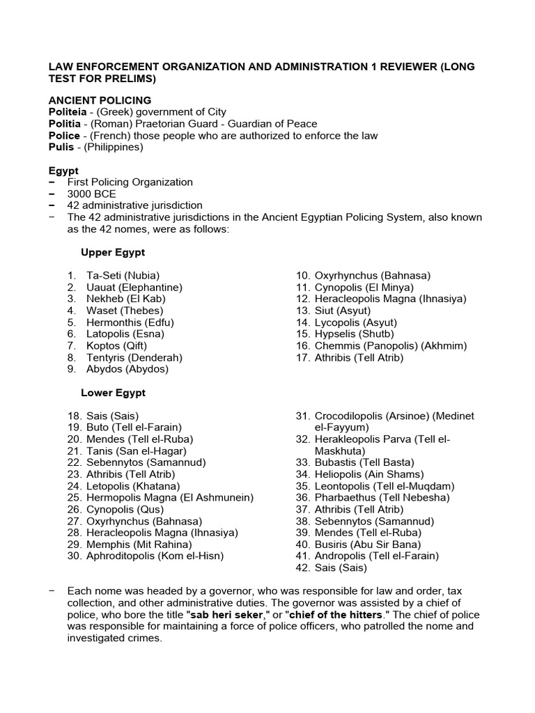 Law Enforcement Organization and Administration 1 | PDF