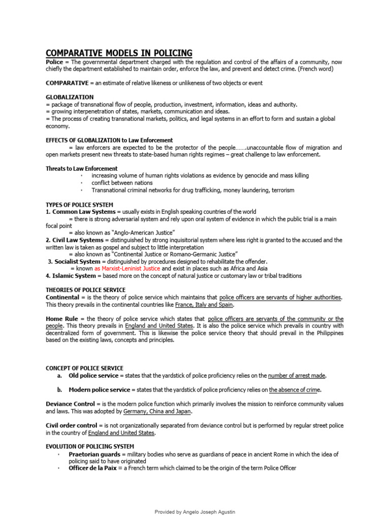 Comparative Police System | PDF | Police | Inspector