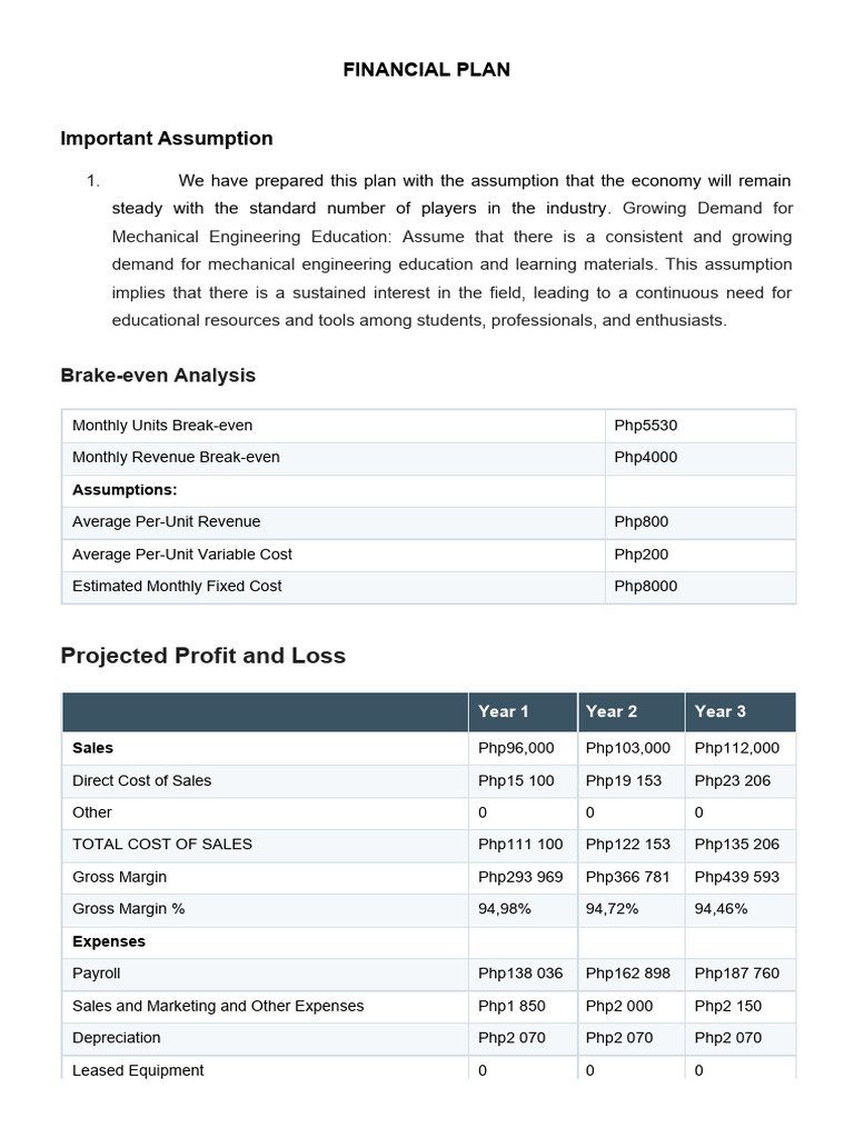 Financial Plan | PDF