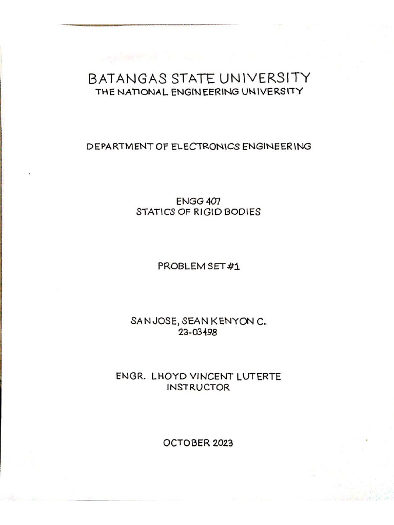 Eng 407 - Pset #1 | PDF