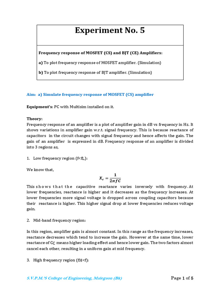 BXE Experiment No.5 | PDF