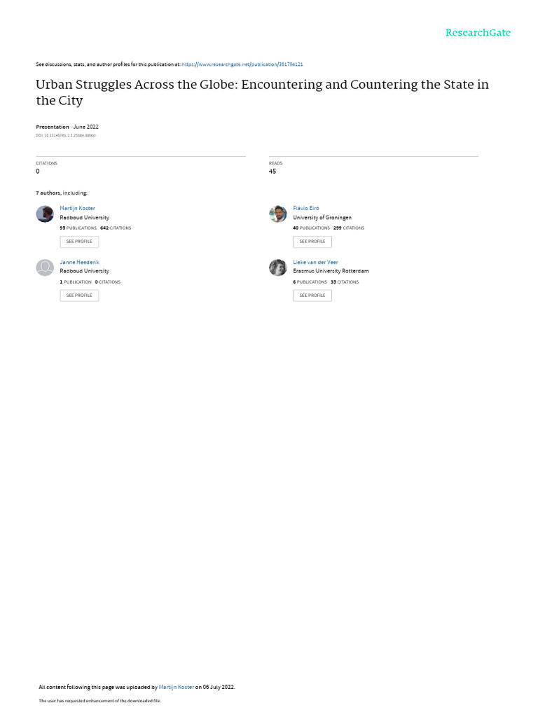 Urban Struggles Across The Globe - Encountering and Countering The ...