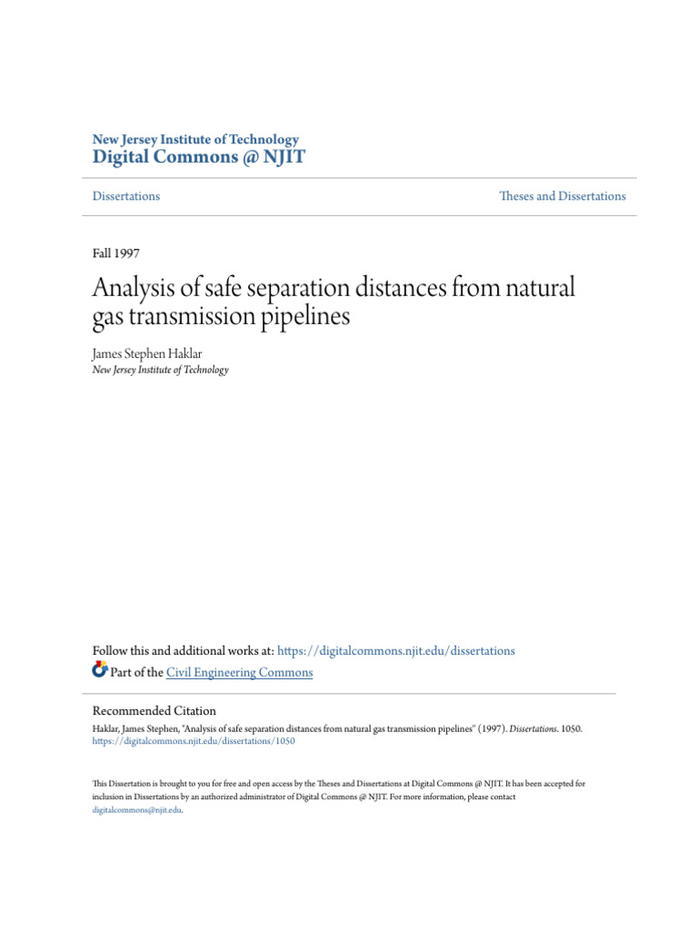 Analysis of Safe Separation Distances From Natural Gas Transmission ...