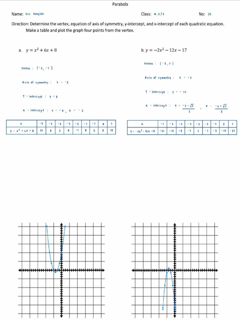 31- สิริ Siri Konglok - PARABOLA PROBLEM SET A | PDF | Equations ...