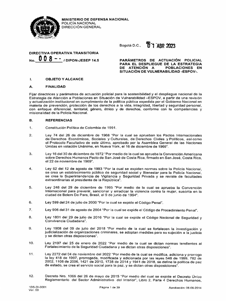 Directiva Operativa Transitoria 008 | PDF