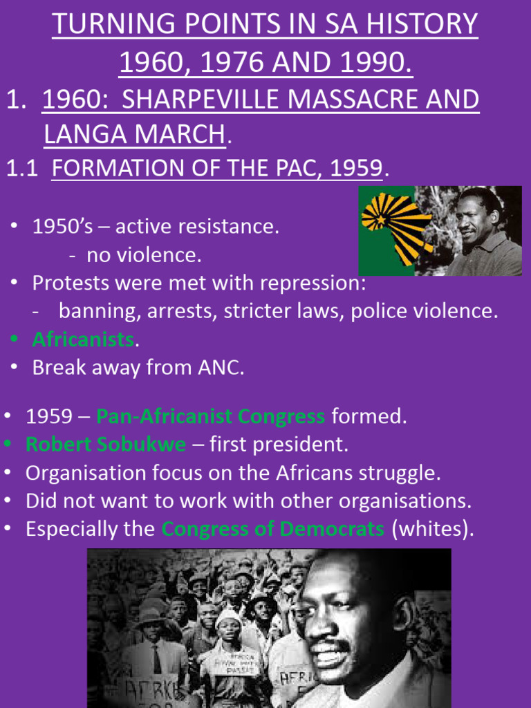 Turning Points in SA History 1960, 1976 and 1990 | PDF | Apartheid ...