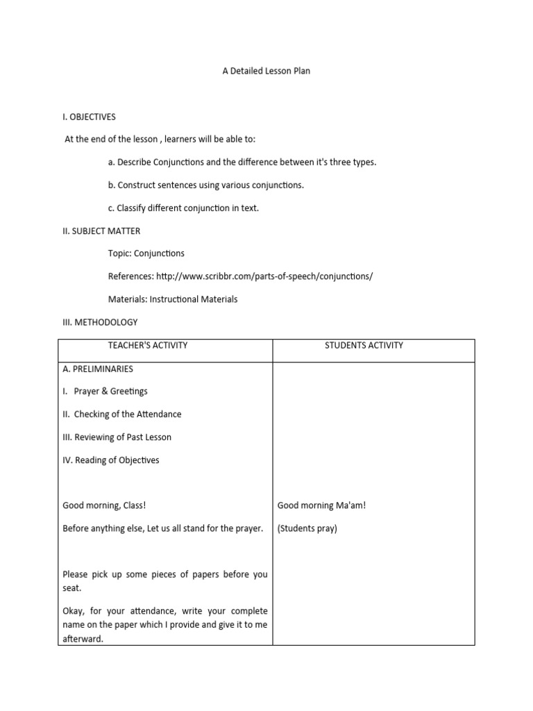A Detailed Lesson Plan Tuda | PDF | Semantic Units | Grammar