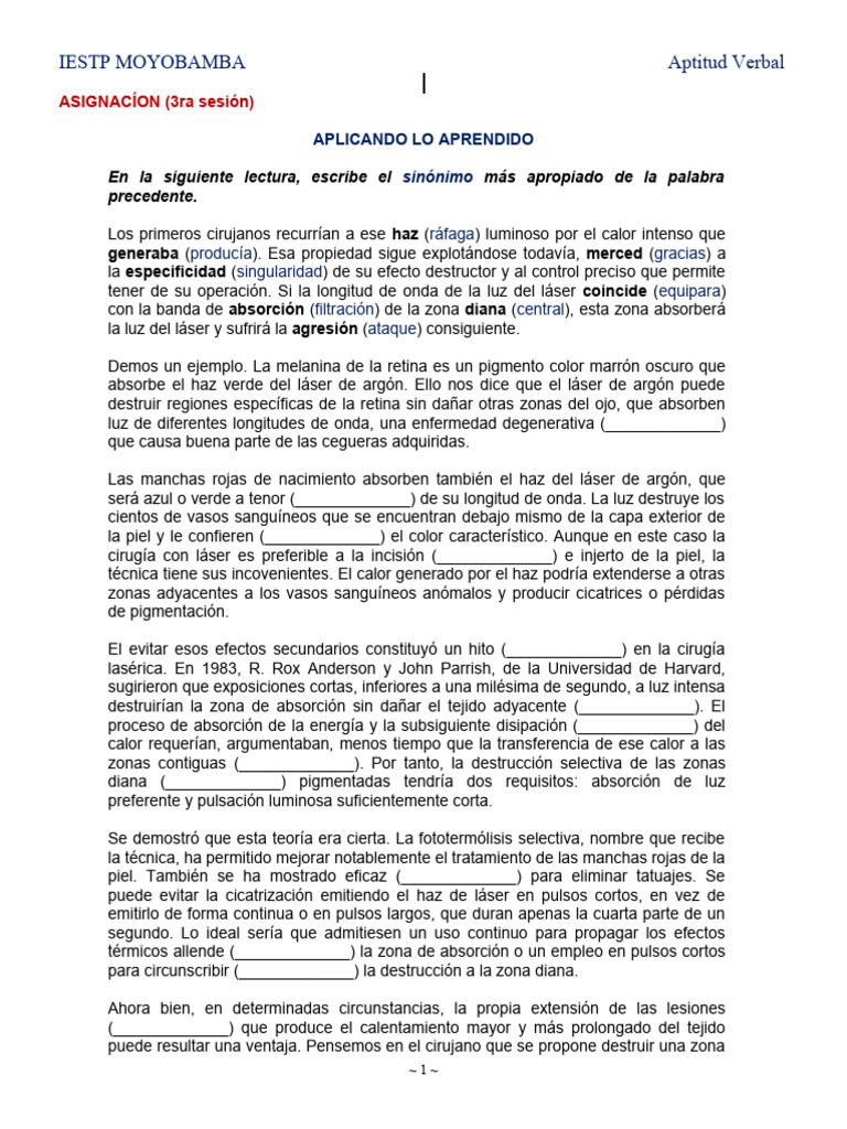 Asig.3 Semántica Sinonimia | PDF | Espectro electromagnético | Color