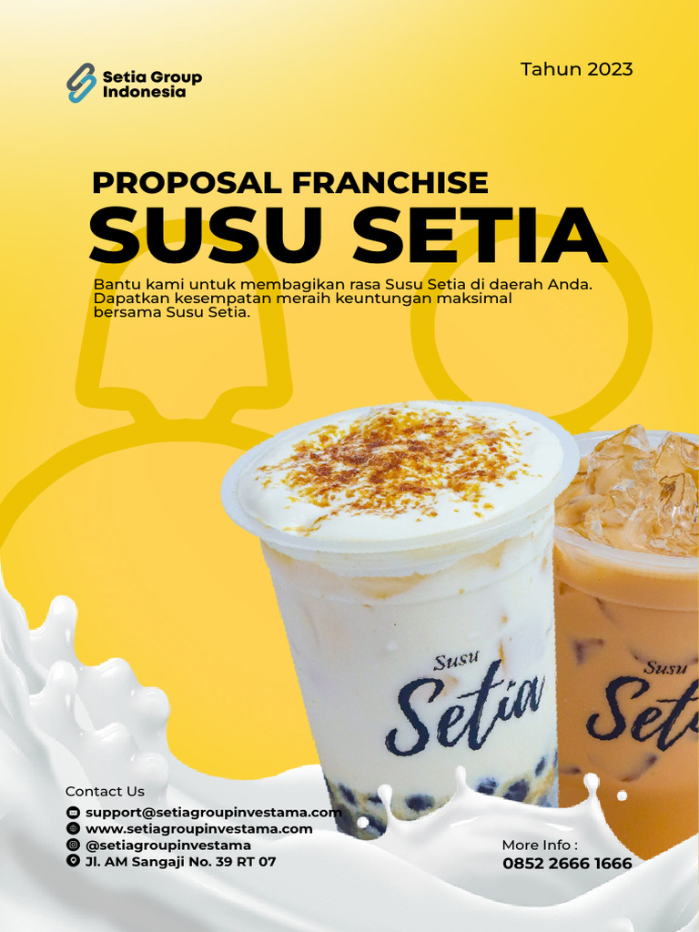 Peluang Franchise Susu Setia 2023 | PDF | Bisnis | Memasak, Makanan ...