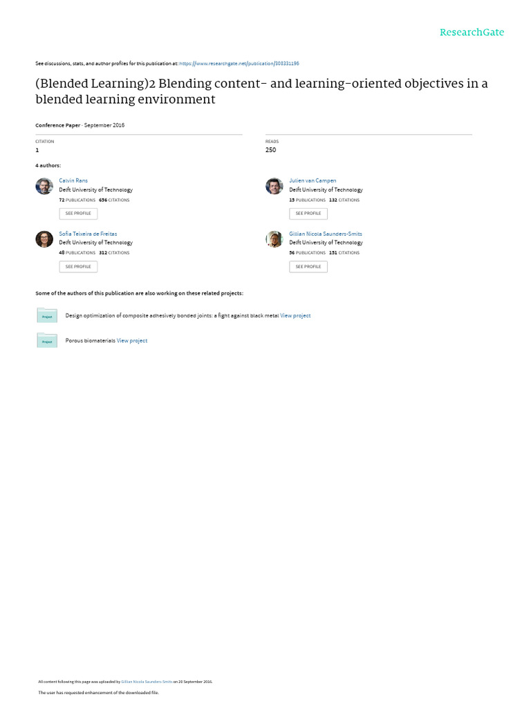 (Blended Learning) 2 Blending Content - and Learning-Oriented Objectives in A Blended Learning ...