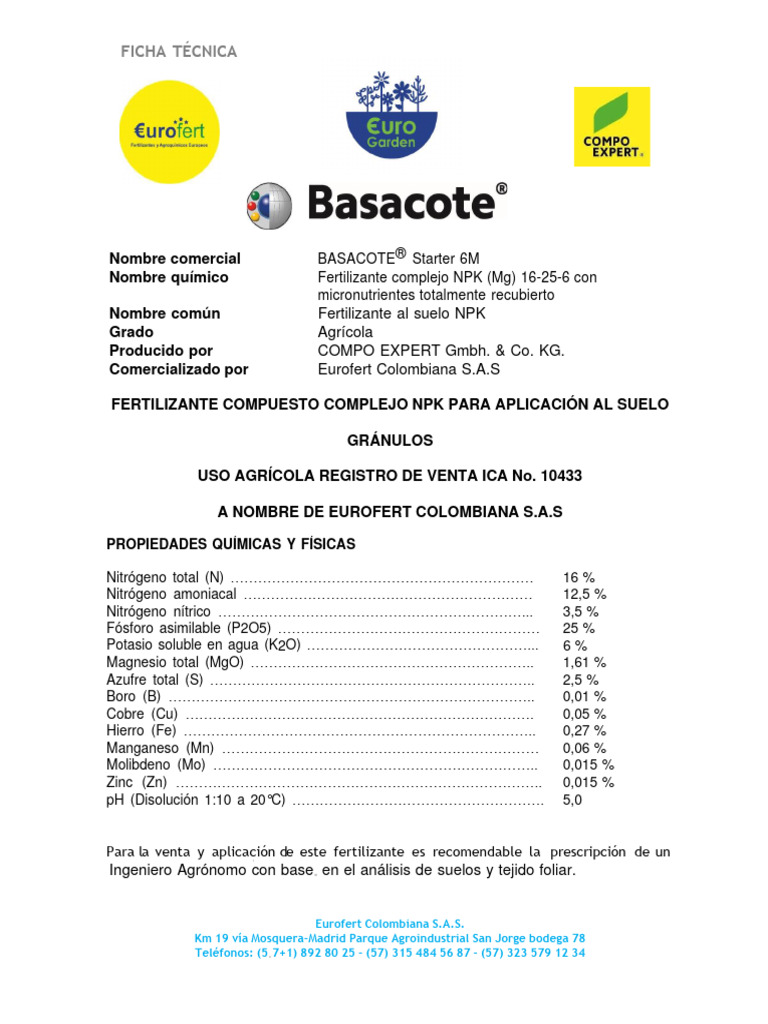 FT_Basacote_6M-EUROGARDEN | PDF | Fertilizante | Naturaleza