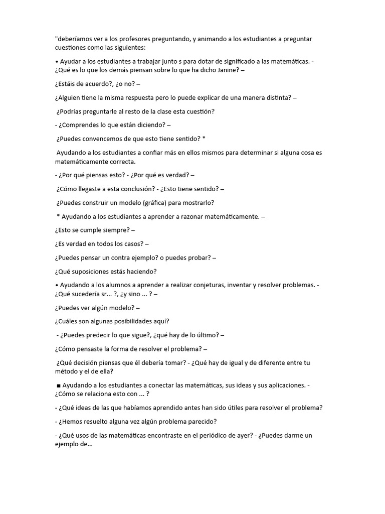 Preguntas Claves de Docentes de Matematica | PDF