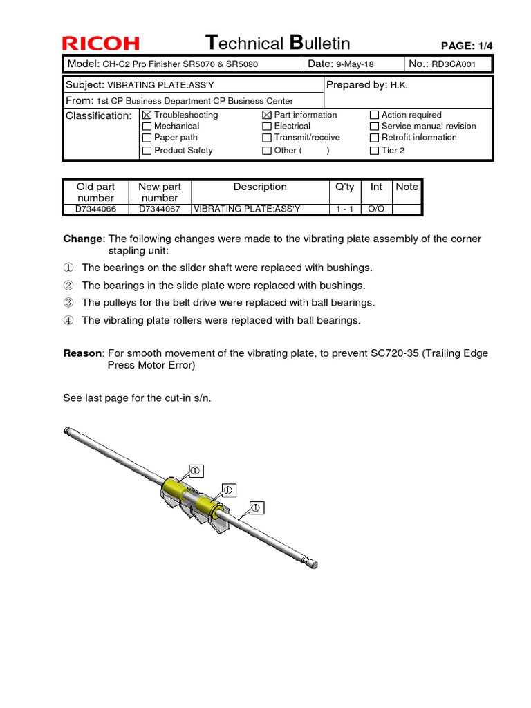 SR5080 Booklet Finisher RTBs | PDF | Switch | Mechanical Engineering