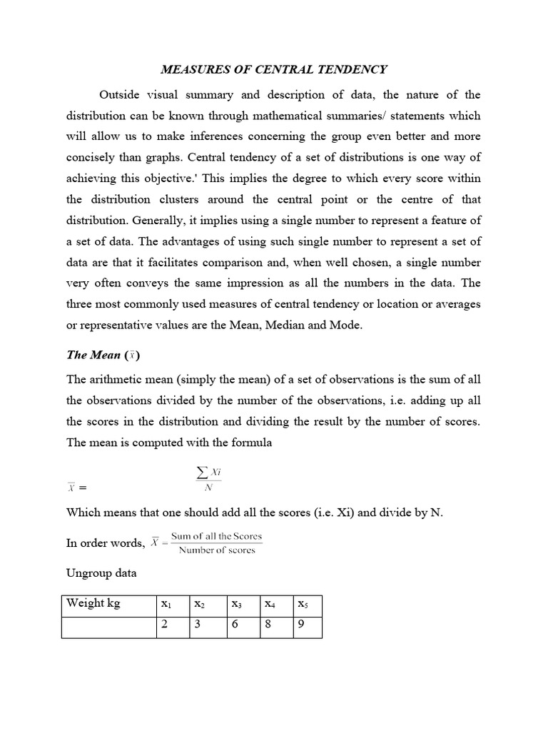 LECTURE 3 MEASURES OF CENTRAL TENDENCY (Repaired) | PDF