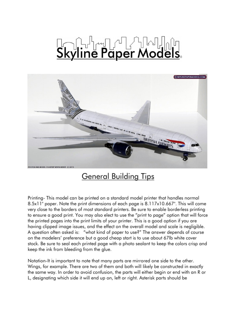 New To Paper Modeling-Aircraft 777 | PDF | Printer (Computing) | Adhesive