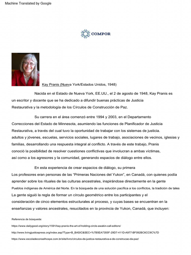 Biografía Kay Pranis Español Pdf Paz