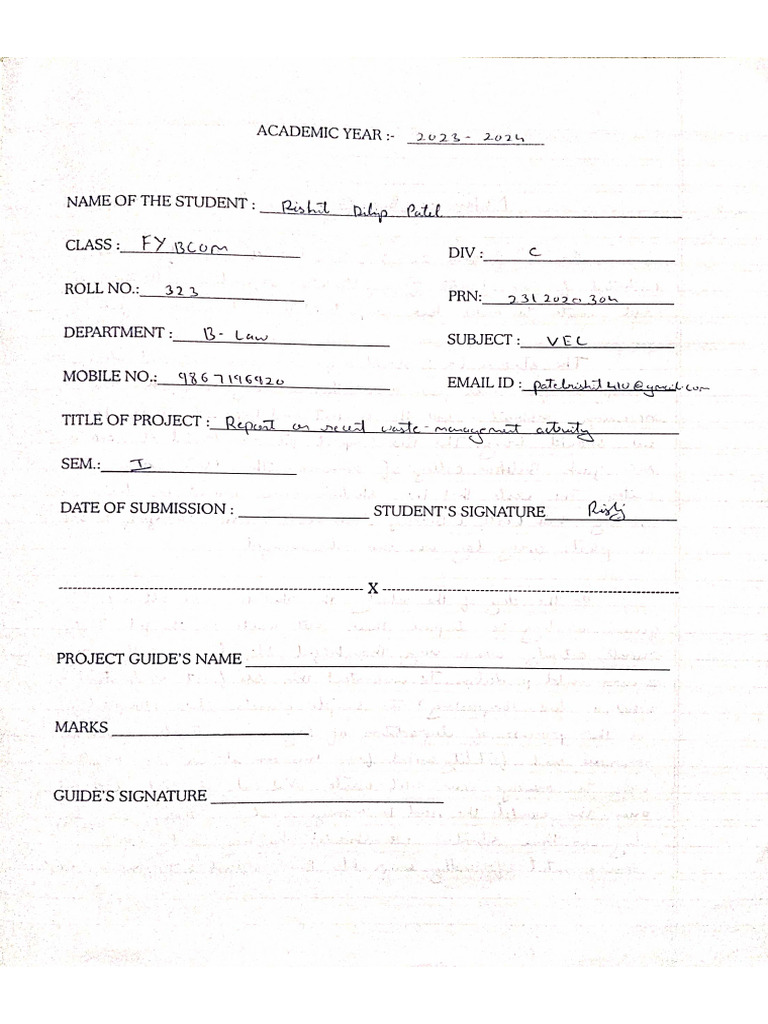 VEC Project Roll No.323 | PDF