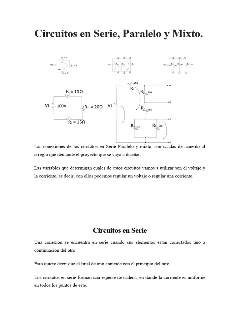 Circuitos Eléctricos: Serie, Paralelo y Mixto | PDF | Resistencia ...