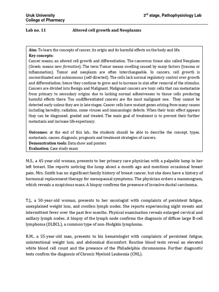 L11, Pathophysiology Manual | PDF | Cancer | Metastasis