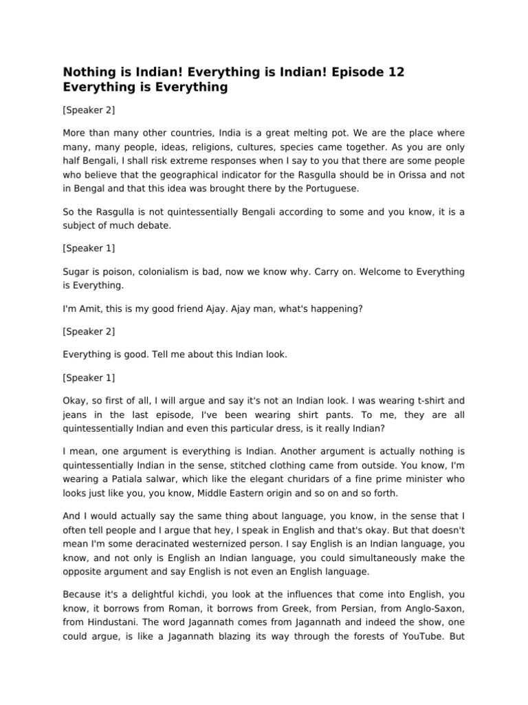Nothing Is Indian! Everything Is Indian! Episode 12 Everything Is Everything | PDF