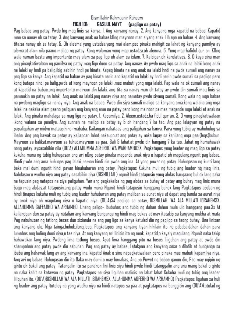 Islamic Lecture in Tagalog | PDF