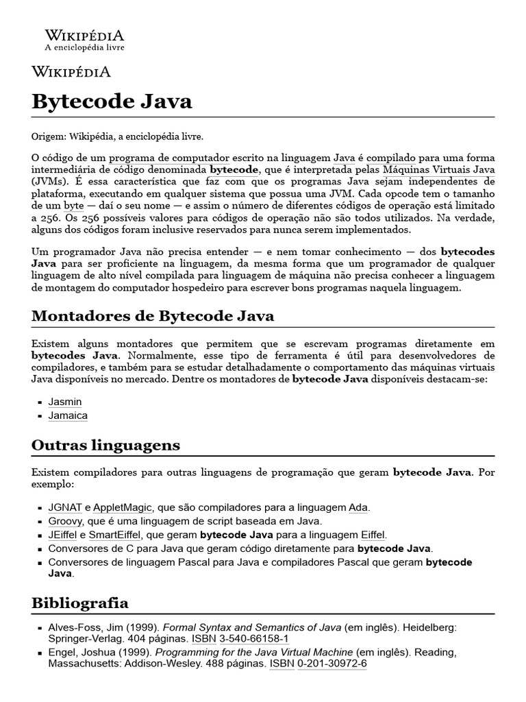 Bytecode Java: Independência e Compiladores | PDF | Linguagem de ...