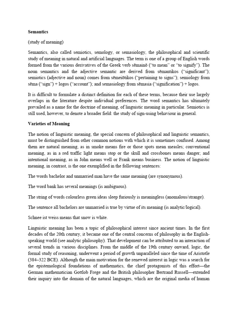 Semantics | PDF | Philosophy | Language Arts & Discipline
