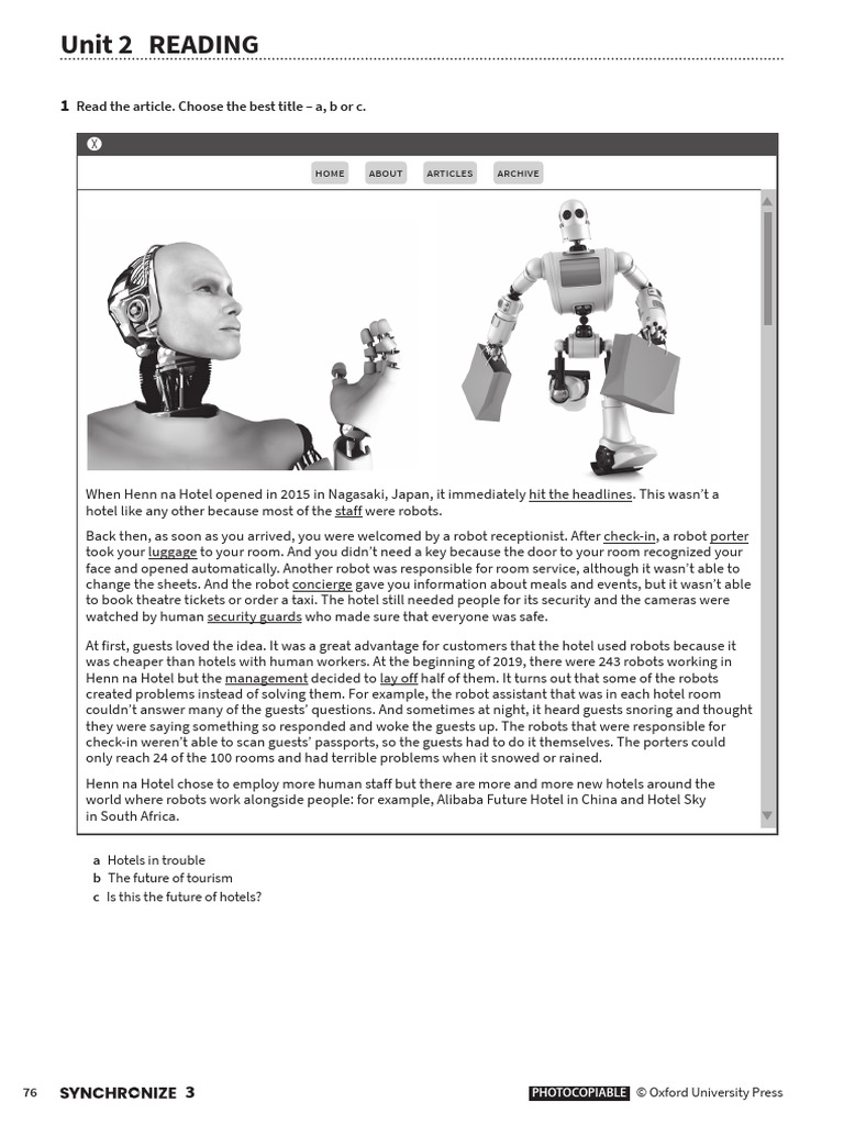 Synchronize3 Unit 2 Reading | PDF