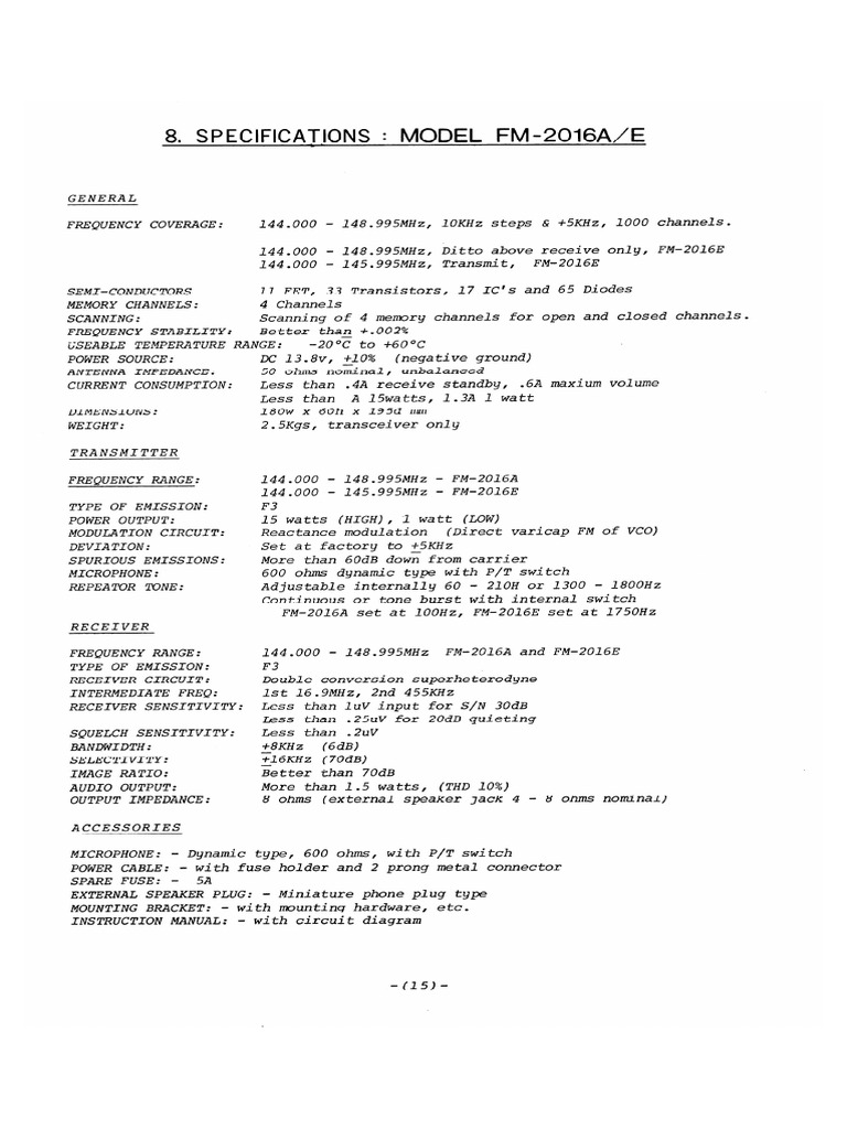 KDK FM-2016A-ESpecs | PDF