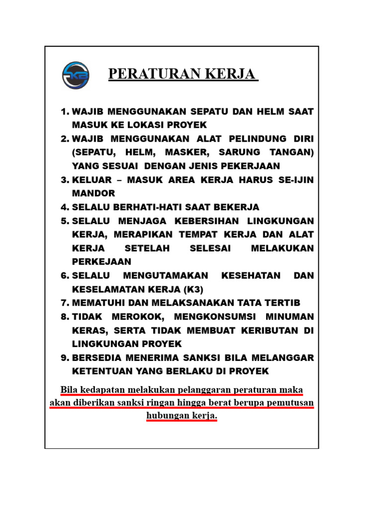Peraturan Kerja | PDF