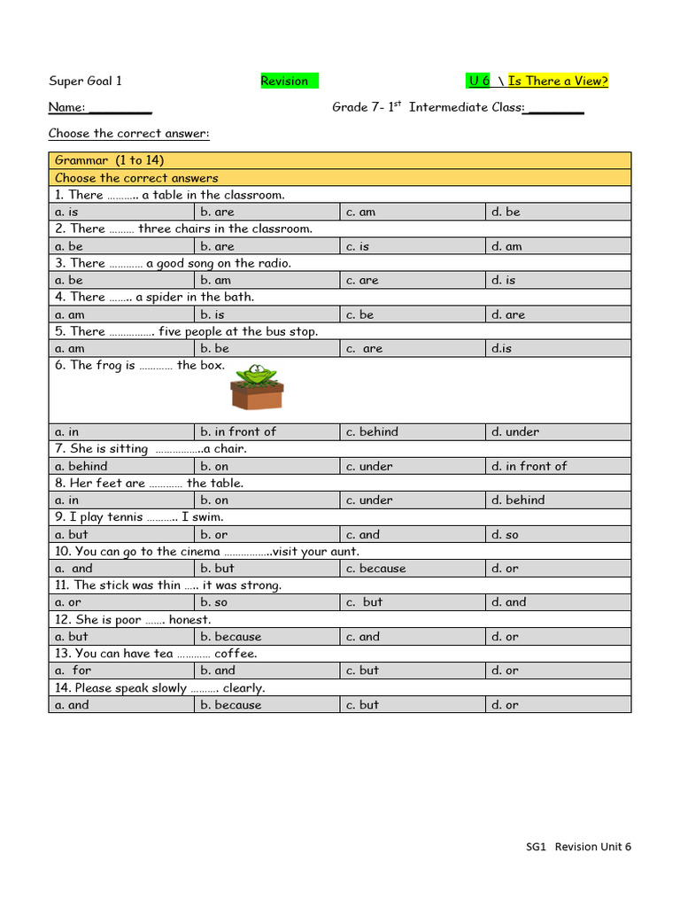 Super Goal 1 Unit 6 Revision Guide | PDF | Room | Home