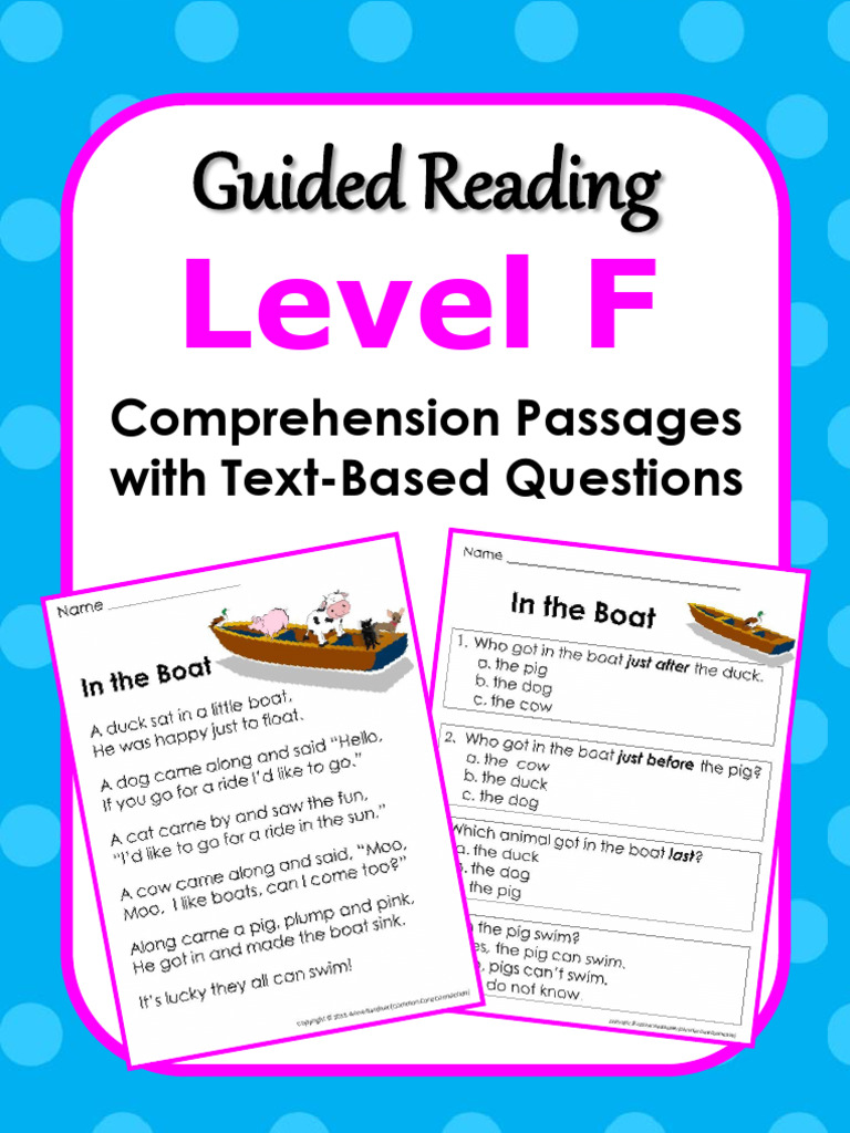 Reading Comprehension Passages and Questions For Guided Reading Level F ...