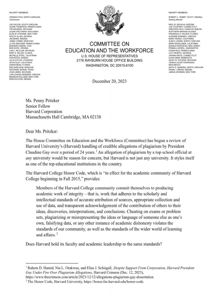 House Education to Harvard Re Claudine Gay Cheating | PDF House Education to Harvard Re Claudine Gay Cheating | PDF