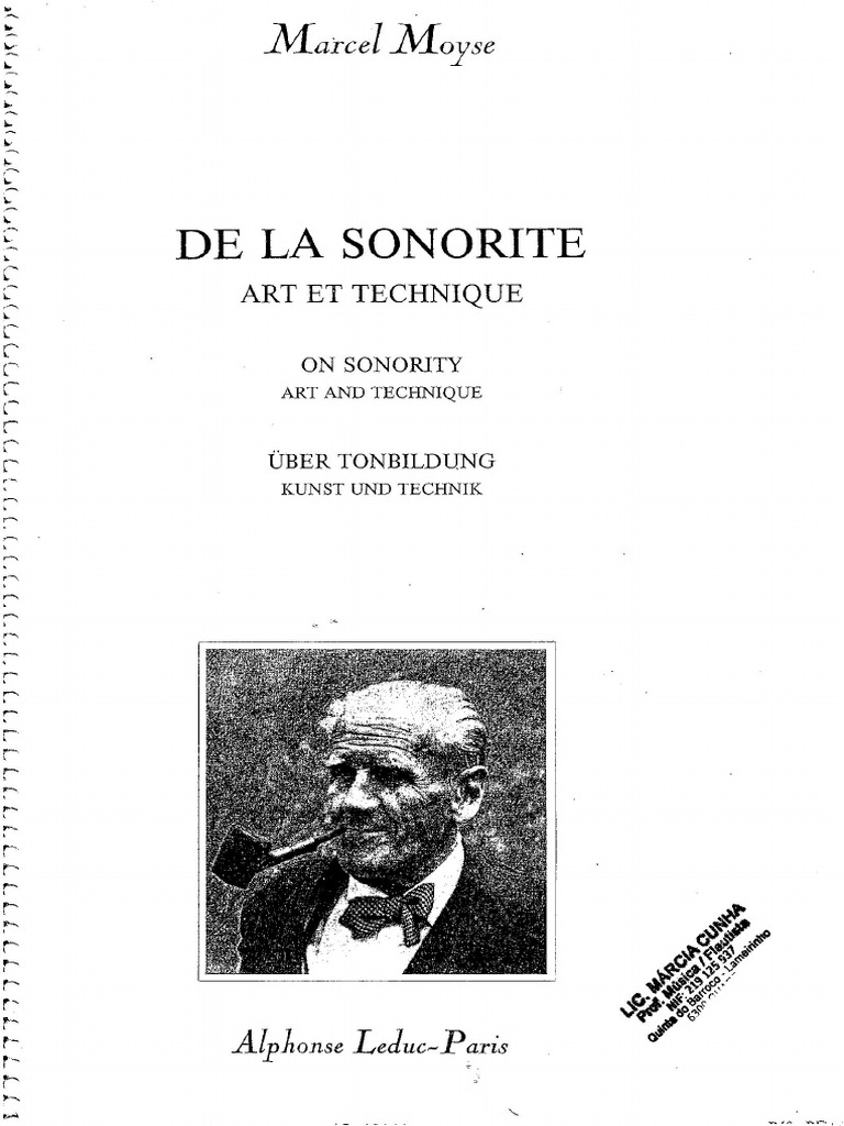 De la Sonorite, Art et Technique - Marcel Moyse | PDF