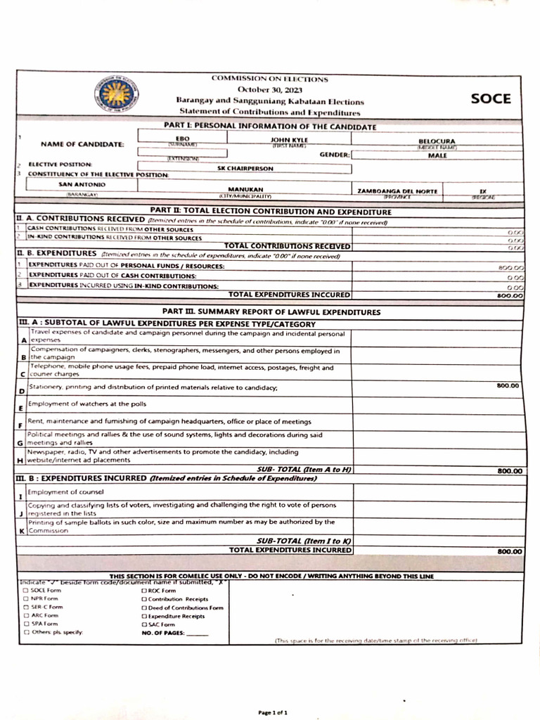 SOCE How To Fill Up | PDF