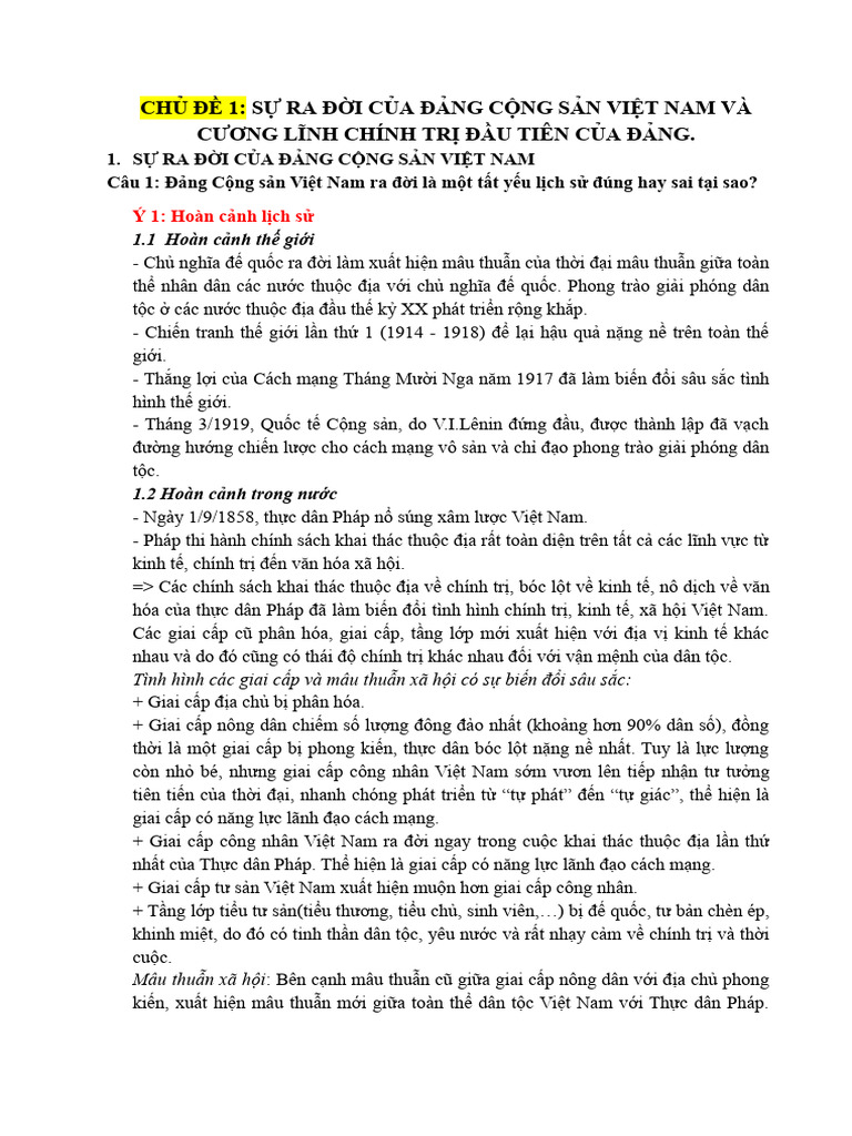 Lịch Sử Đảng Ôn Thi Kthp | PDF