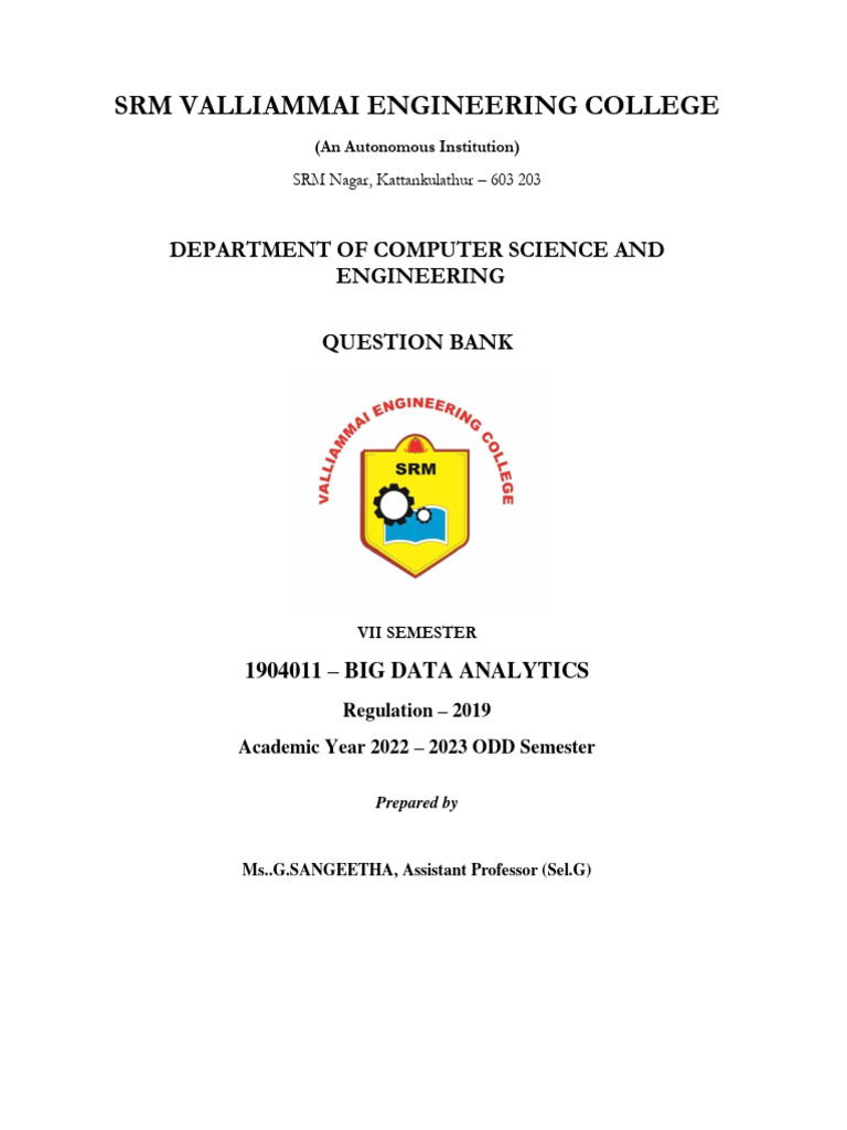 Big Data Analytics Question Bank | PDF | Cluster Analysis | Apache Hadoop