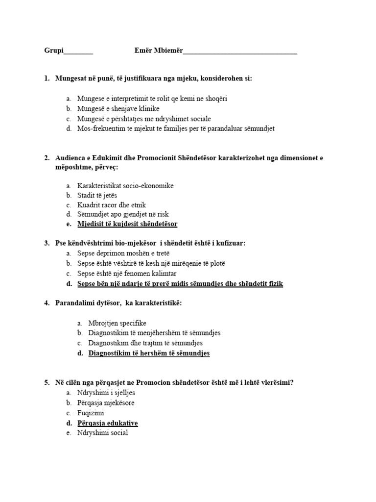 Promocion Pyetjet e Zgjidhura | PDF