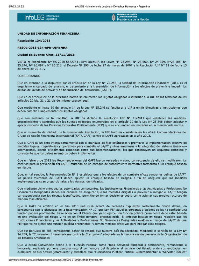 Resol. 134 - 2018 UIF - ART. 8 | PDF