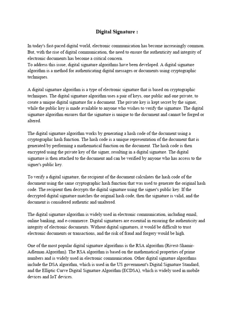 Proof of The Digital Signature Algorithm (DSA) | PDF