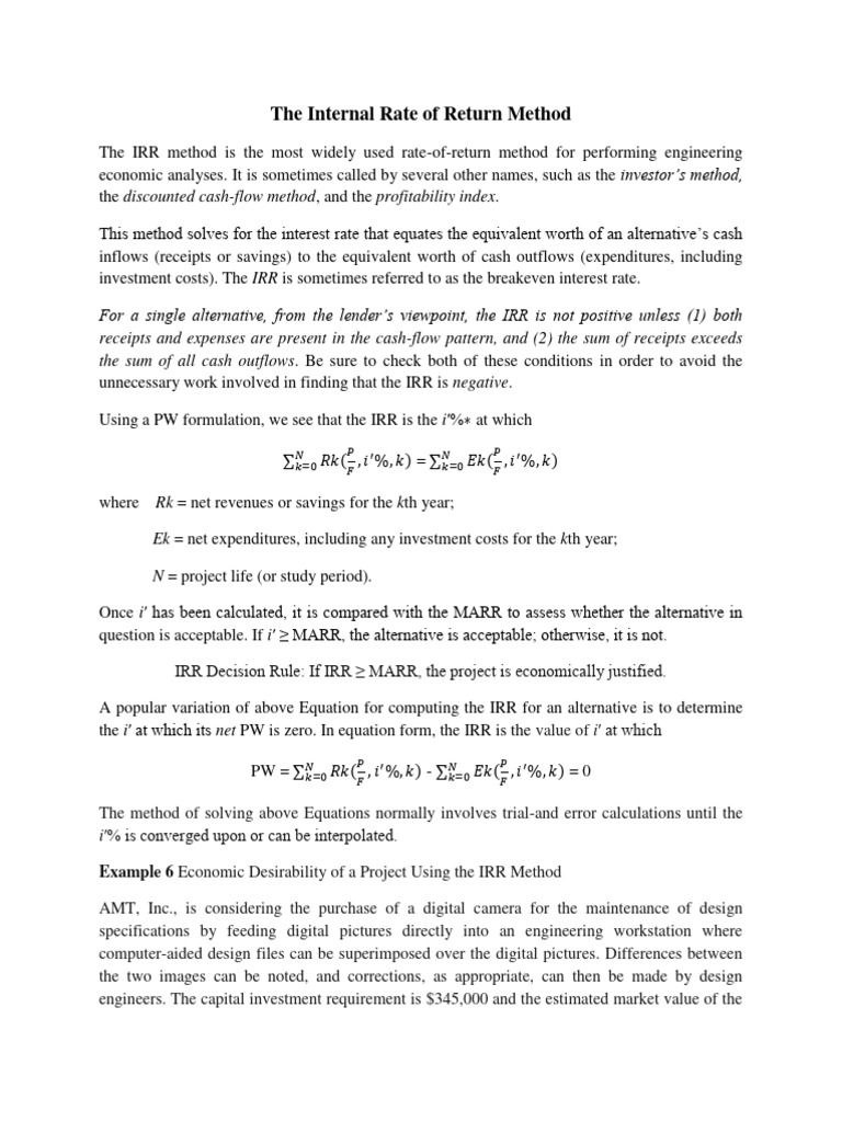 The Internal Rate of Return Method | PDF | Internal Rate Of Return | Private Sector