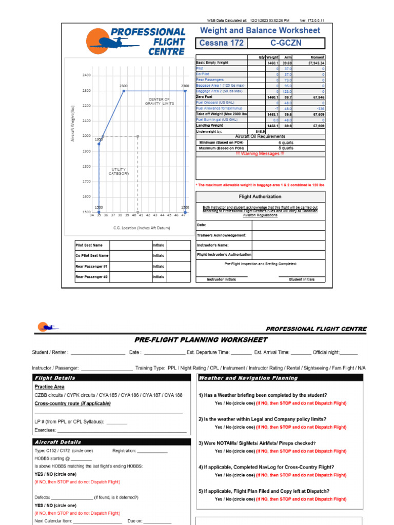 Cessna 172 Weight & Balance Guide | PDF