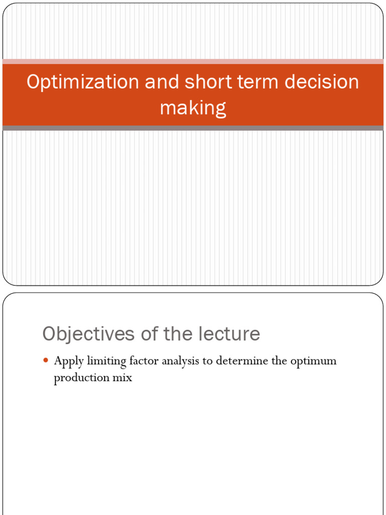 Limiting Factor Analysis in Decision Making | PDF | Labour Economics ...