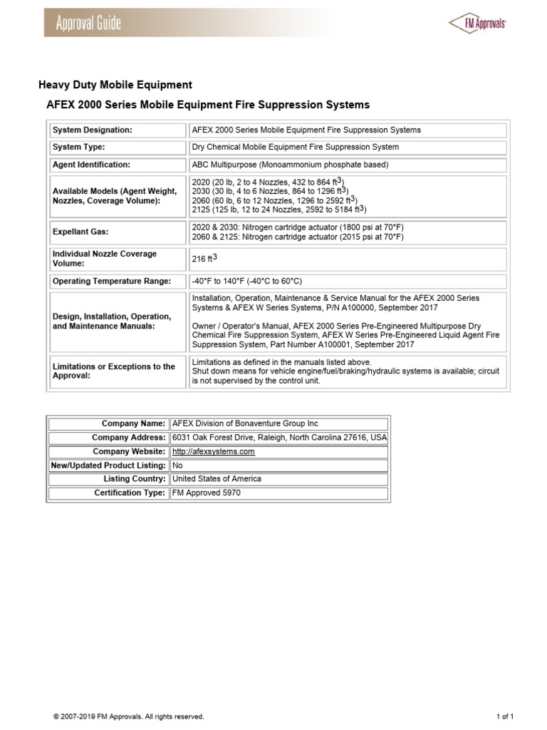 FM Approval 5970 AFEX Systems - Dry Chemical | PDF | Manufactured Goods ...