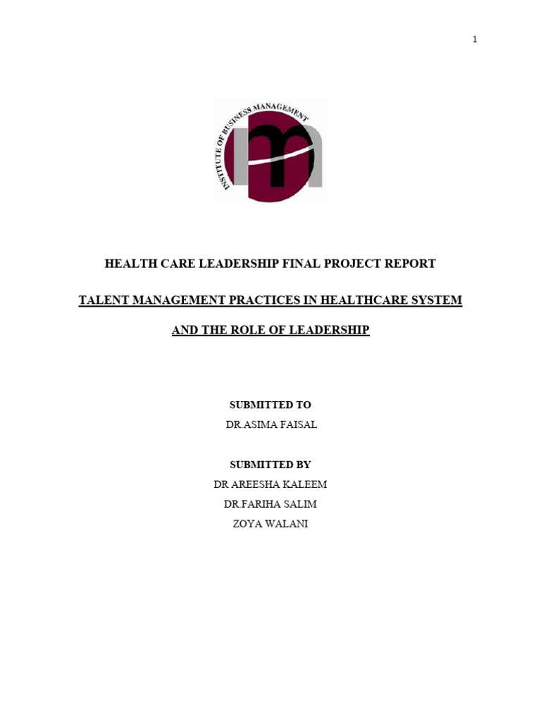HEALTH CARE LEADERSHIP FINAL PROJECT Latest | PDF