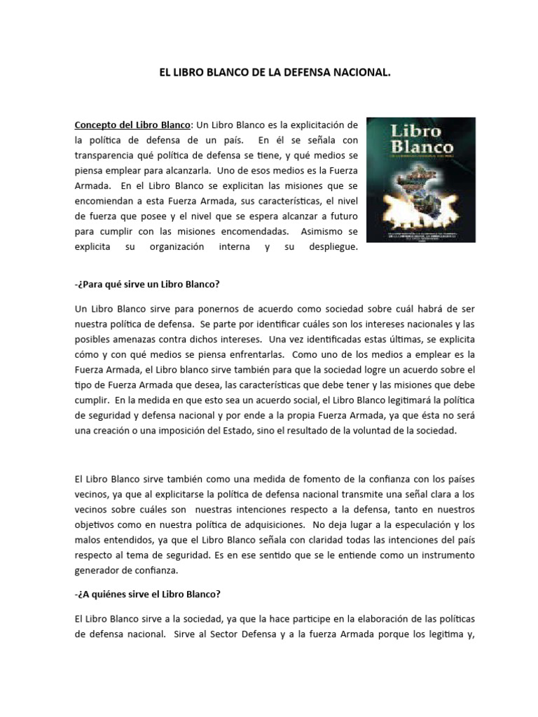El Libro Blanco de La Defensa Nacional | PDF | Estado (política) | Militar